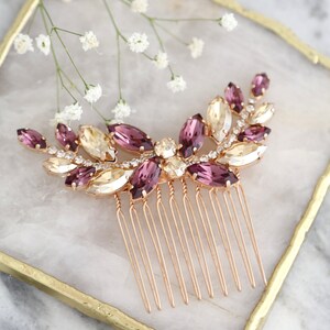 Purple Bridal Hair Comb, Purple Hair Comb, Purple Violet Crystal Hair ...