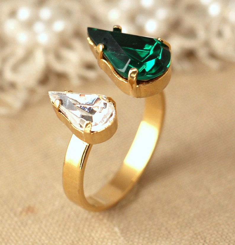Emerald Crystal Dual Ring, Emerald Crystal Emerald Ring, Trending ...
