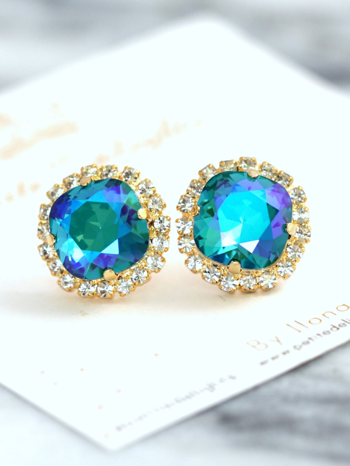 Blue Stud Earrings Blue Bridal Earrings Blue Sky Studs - Etsy