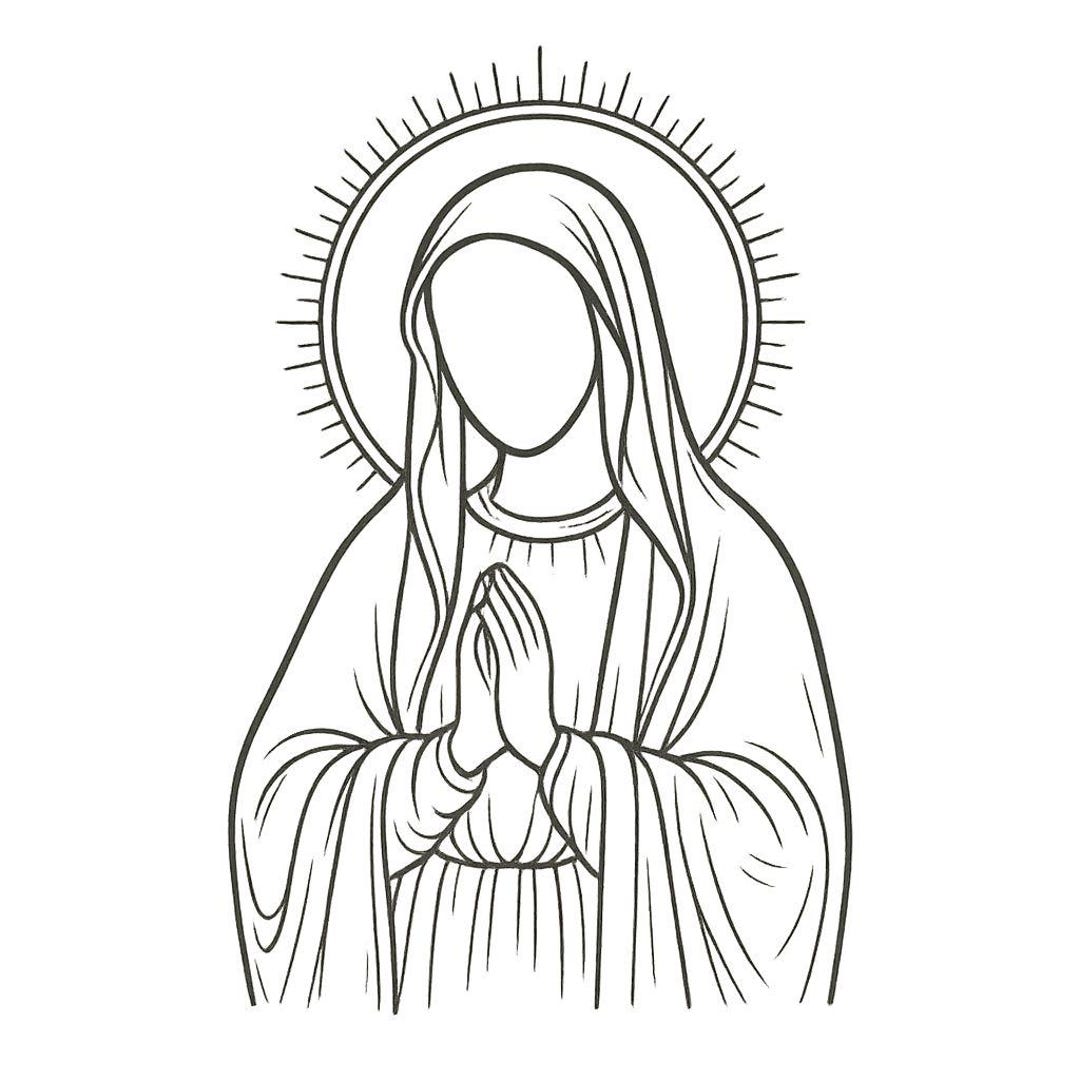 Virgin Mary Outline - Etsy