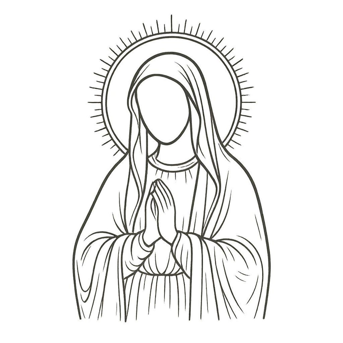 Virgin Mary Outline - Etsy