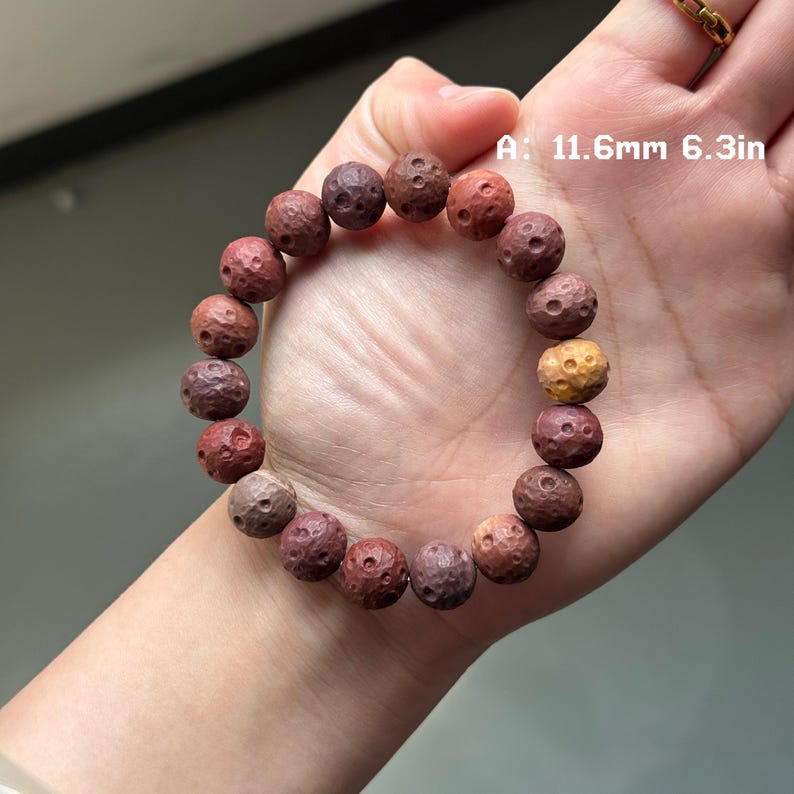 Alashan Agate Bracelet: Earth Tone Healing Stone, Natural Textured ...