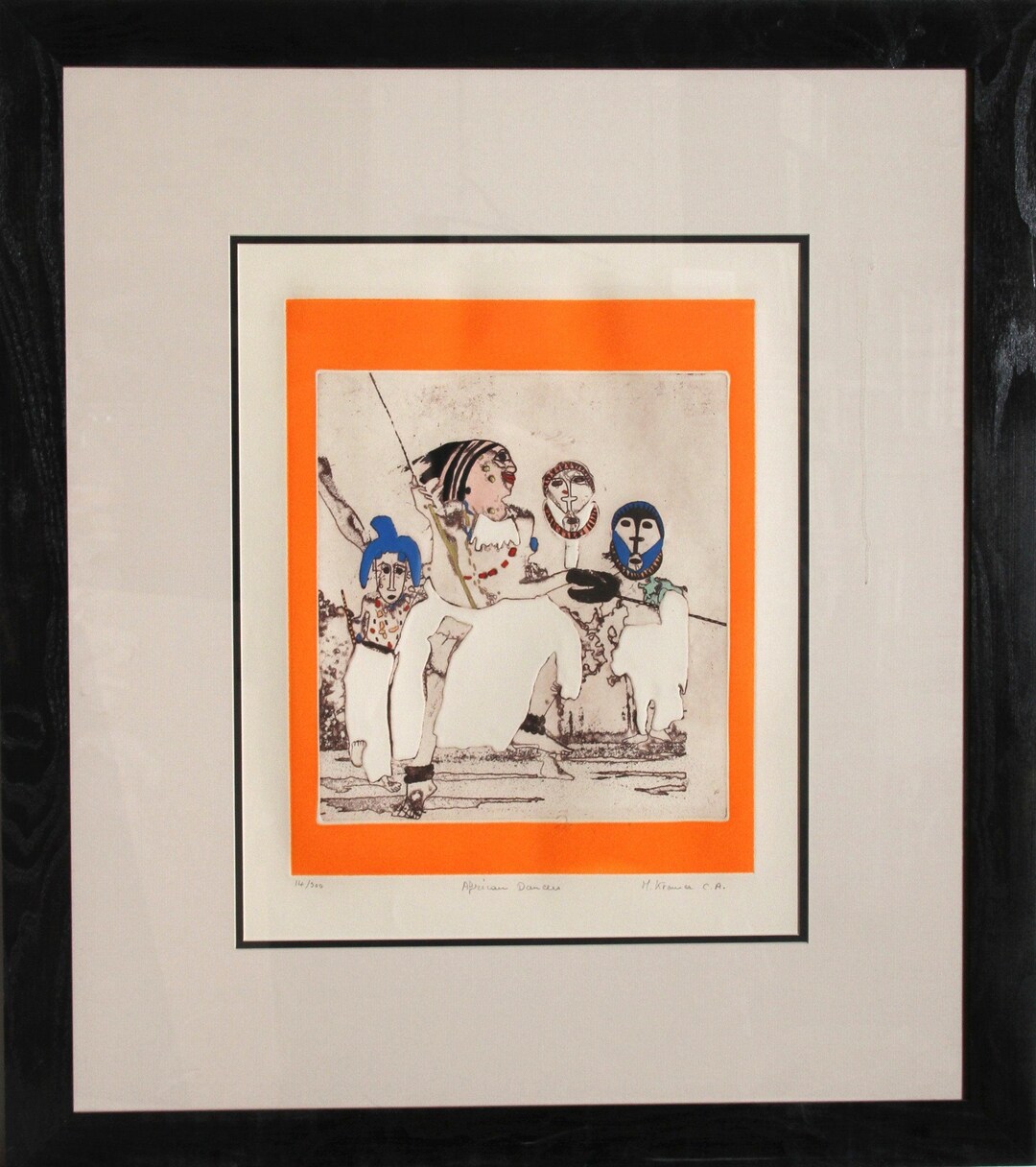 Mireille Kramer, African Dancers, Etching, Signed and Numbered in ...