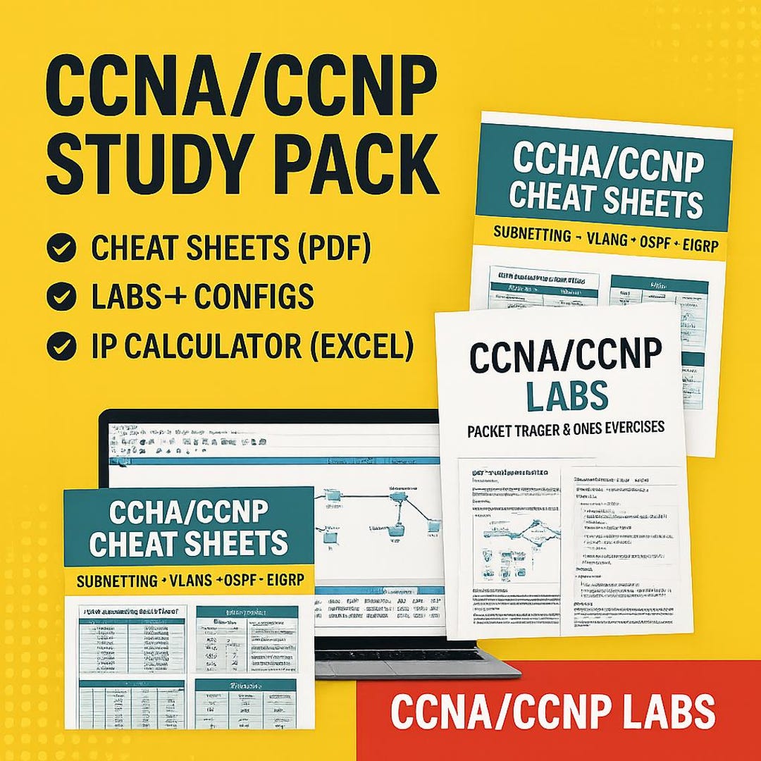 CCNA/CCNP Study Pack – Cisco Labs (packet Tracer, GNS3), Cheat Sheets ...