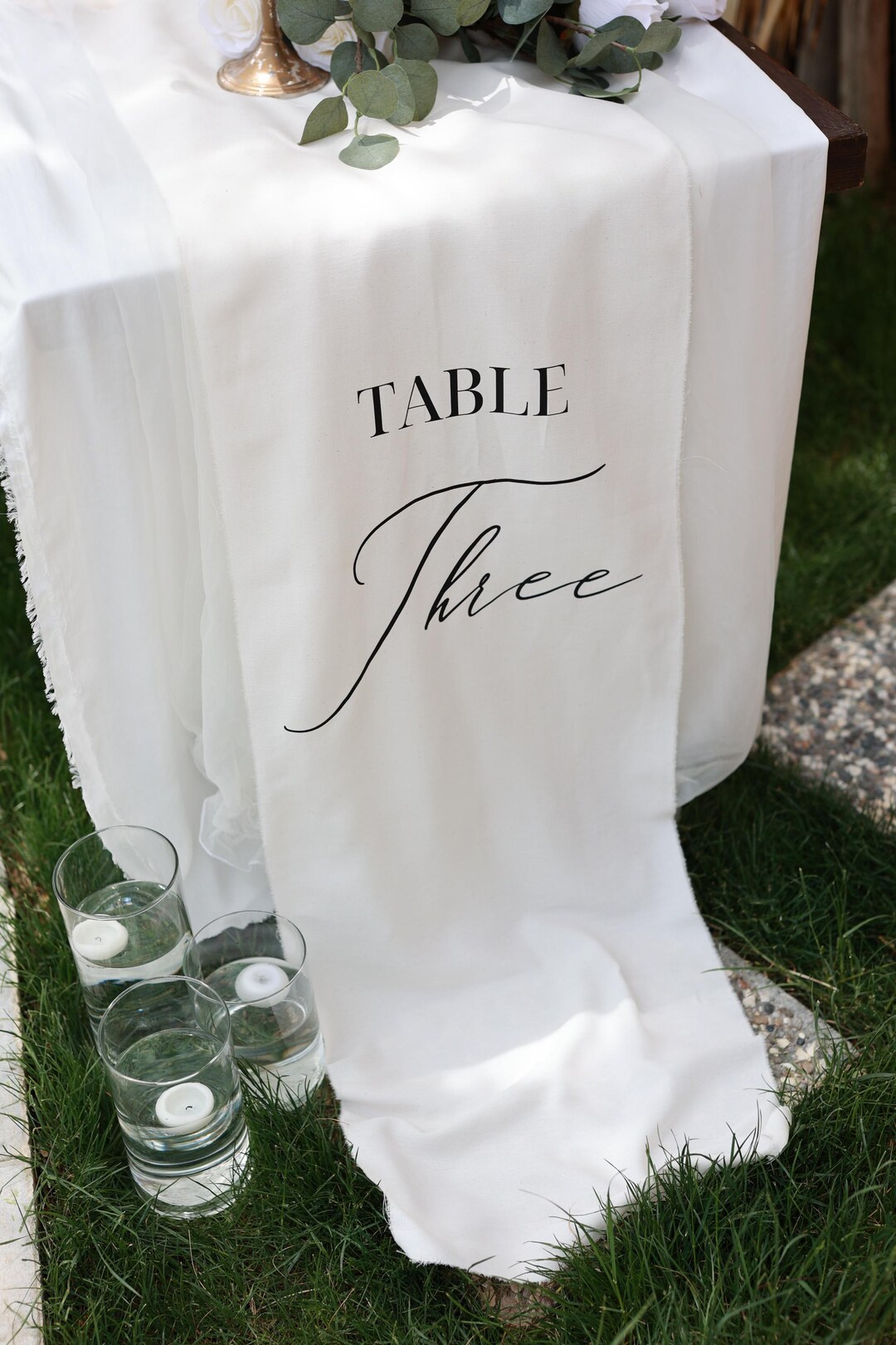 Custom Fabric Table Number Sign, Custom Table Banner for Wedding ...