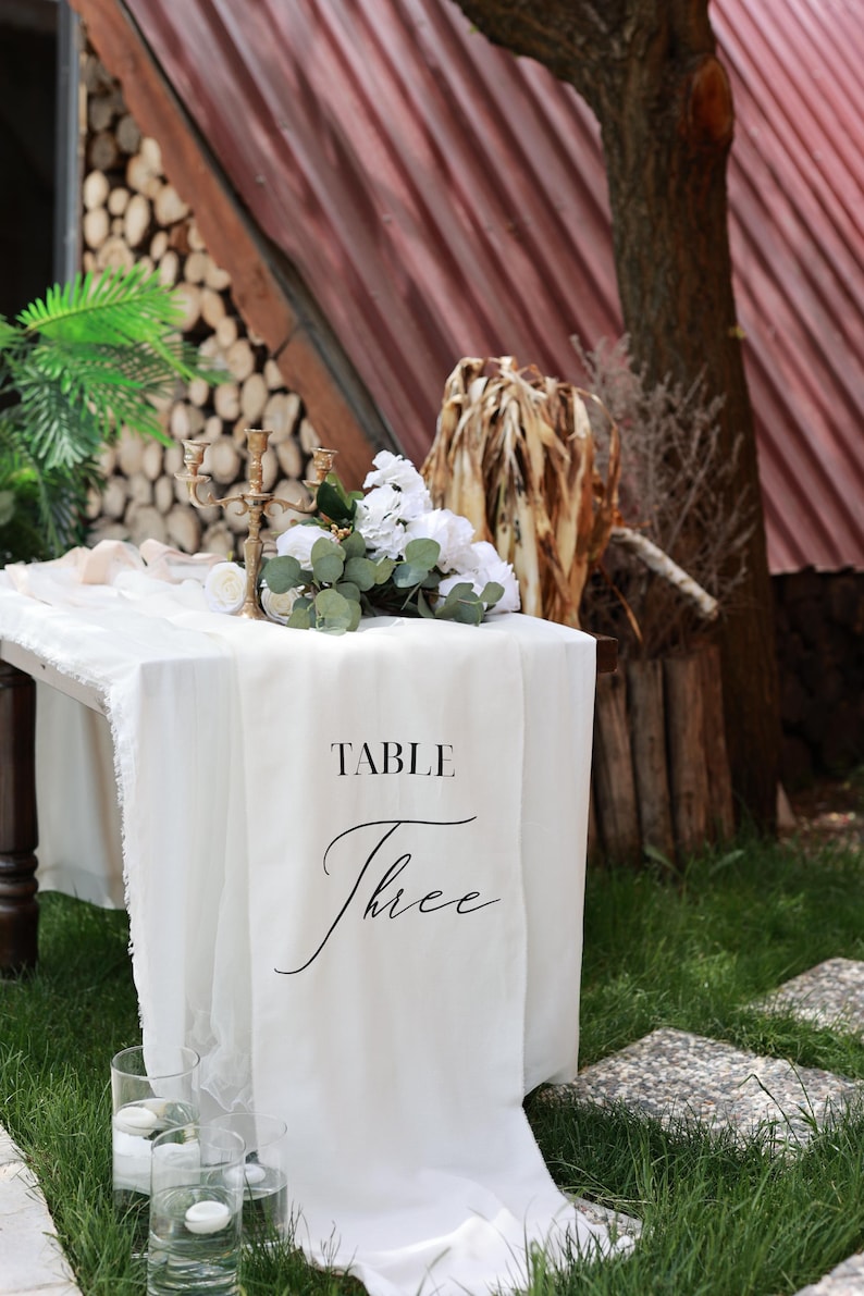 Custom Fabric Table Number Sign, Custom Table Banner for Wedding ...