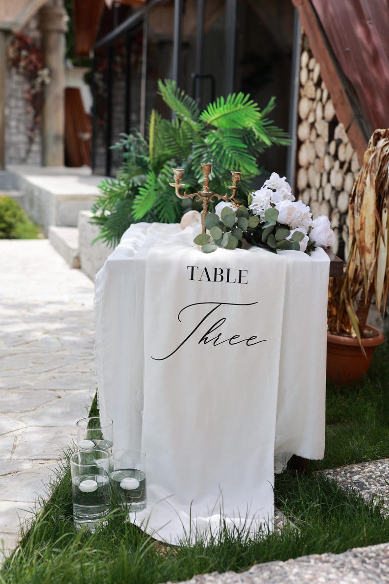 Custom Fabric Table Number Sign, Custom Table Banner for Wedding ...