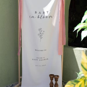 Personalized Baby Shower Banner, Baby in Bloom Welcome Sign, Fabric ...