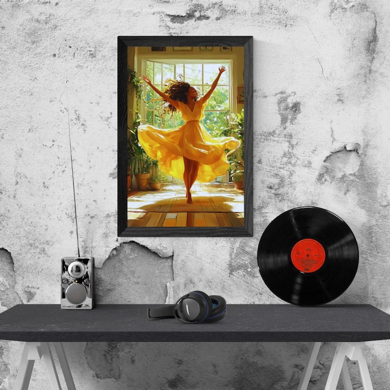Joyful Black Woman Dancing Art Print: Freedom & Self-love (digital ...