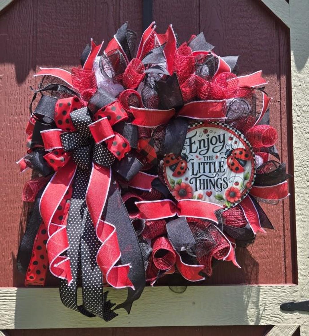 Ladybug Wreath Red and Black | Spring Summer Door Decor | Cute Insect ...