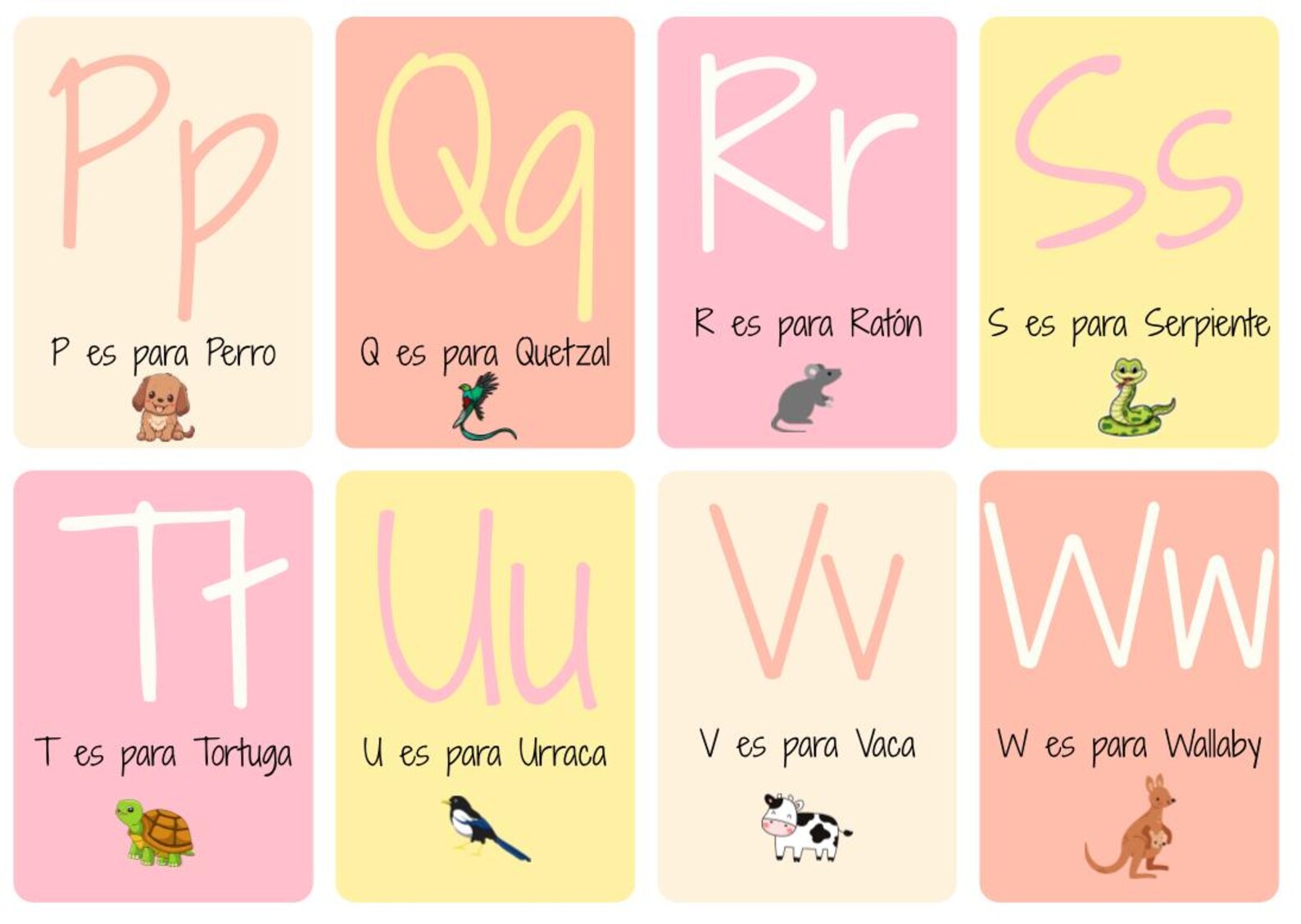 Spanish Animal Alphabet Chart - Printable ABC Poster for Toddlers ...