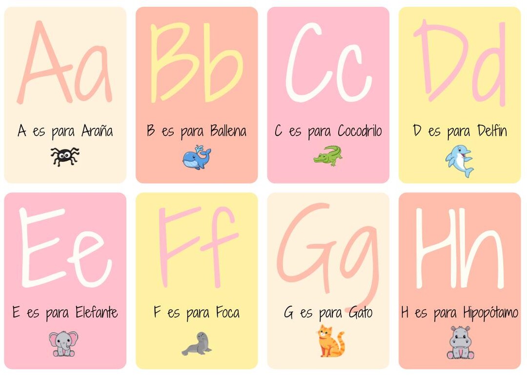 Spanish Animal Alphabet Chart - Printable ABC Poster for Toddlers ...