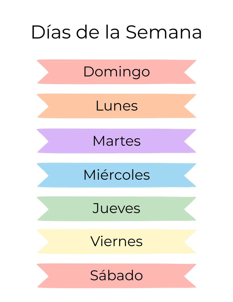 Days of the Week Printable | English + Spanish Bundle | Bilingual Wall ...