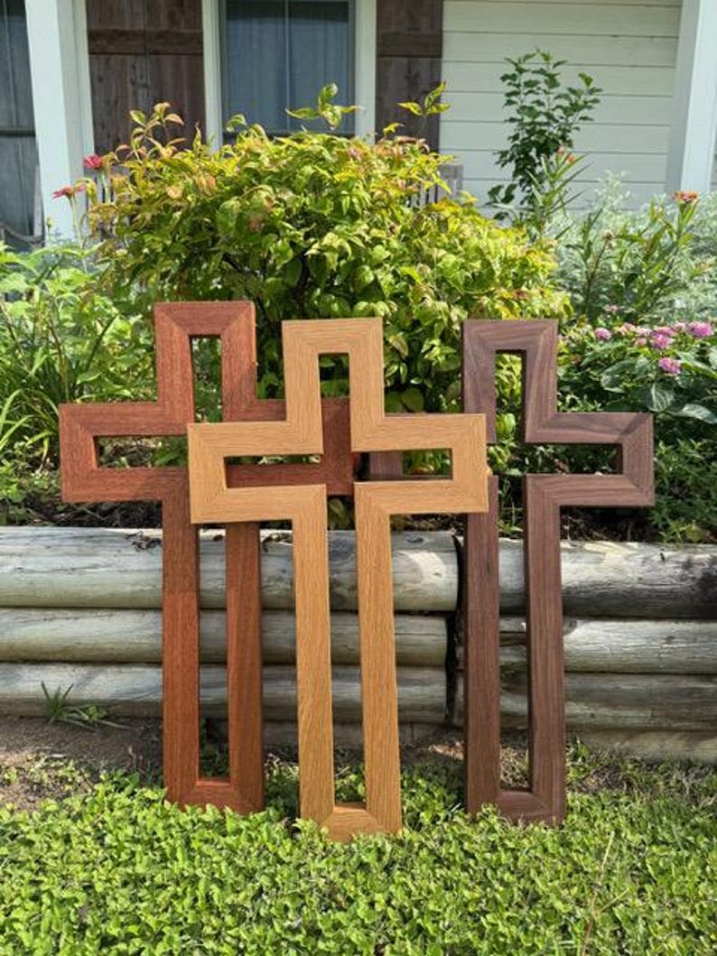 24” Wooden Wall Cross – Handcrafted Solid Wood Christian Decor ...