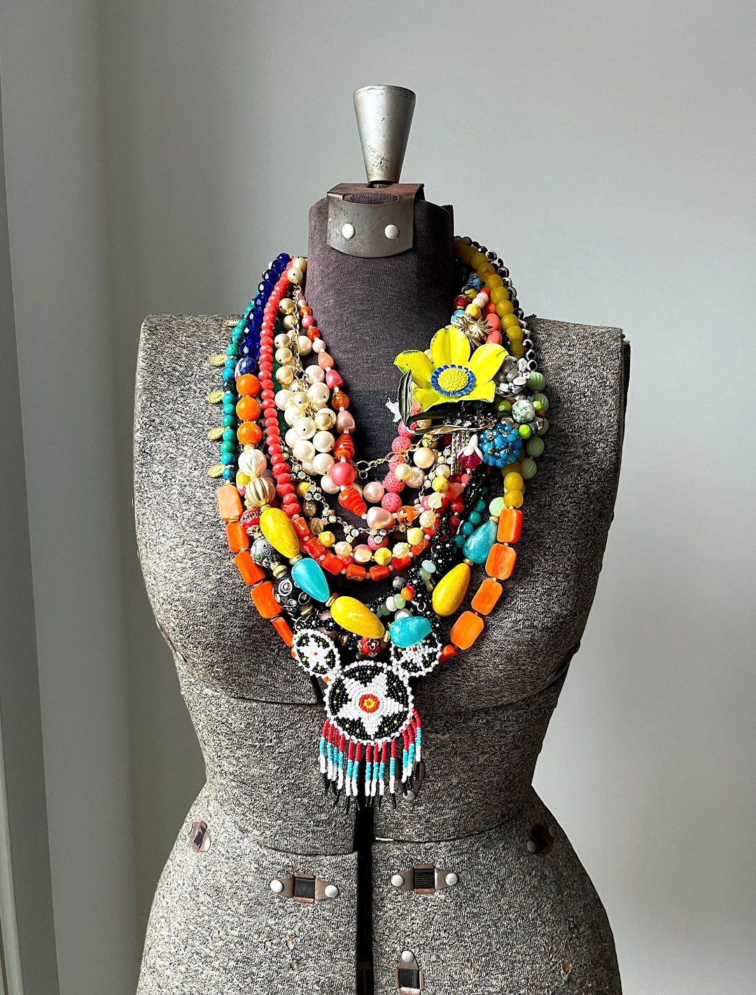 Chunky Statement Necklace Ethnic Indian African Necklace Vintage Art ...
