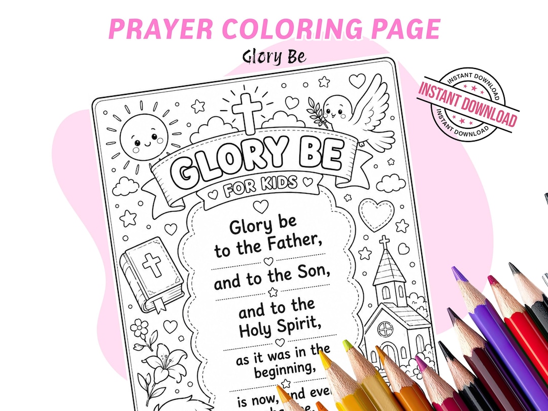 Glory Be Coloring Page for Kids | Catholic Prayer Printable | Coloring ...