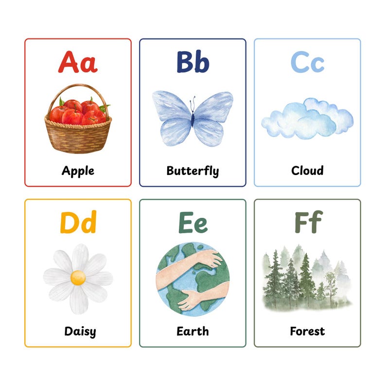 Nature Alphabet Flashcards A-Z | Printable ABC Cards for Kids ...