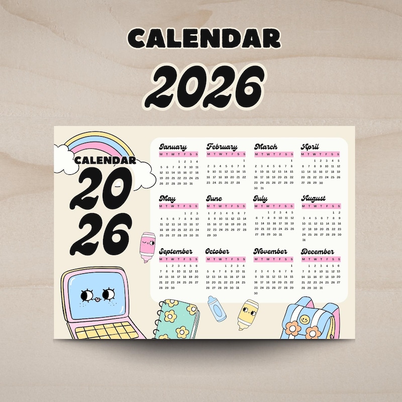 Cute calendar 2026 kawaii - Etsy México
