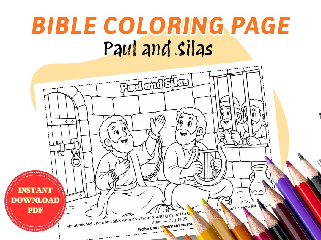 Paul and Silas Bible Verse Coloring Page | Acts 16:25 Coloring Sheet ...