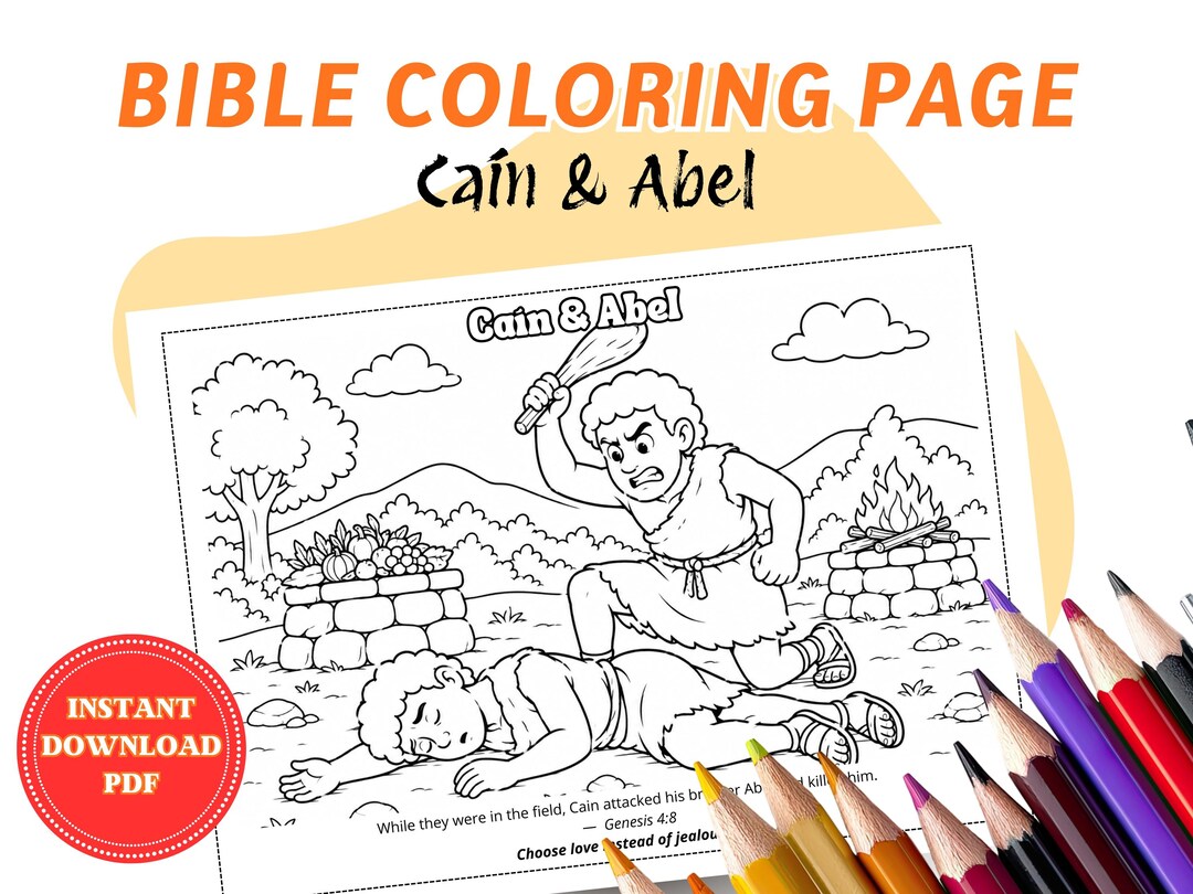 Cain and Abel Bible Verse Coloring Page | Genesis 4:8 Printable ...