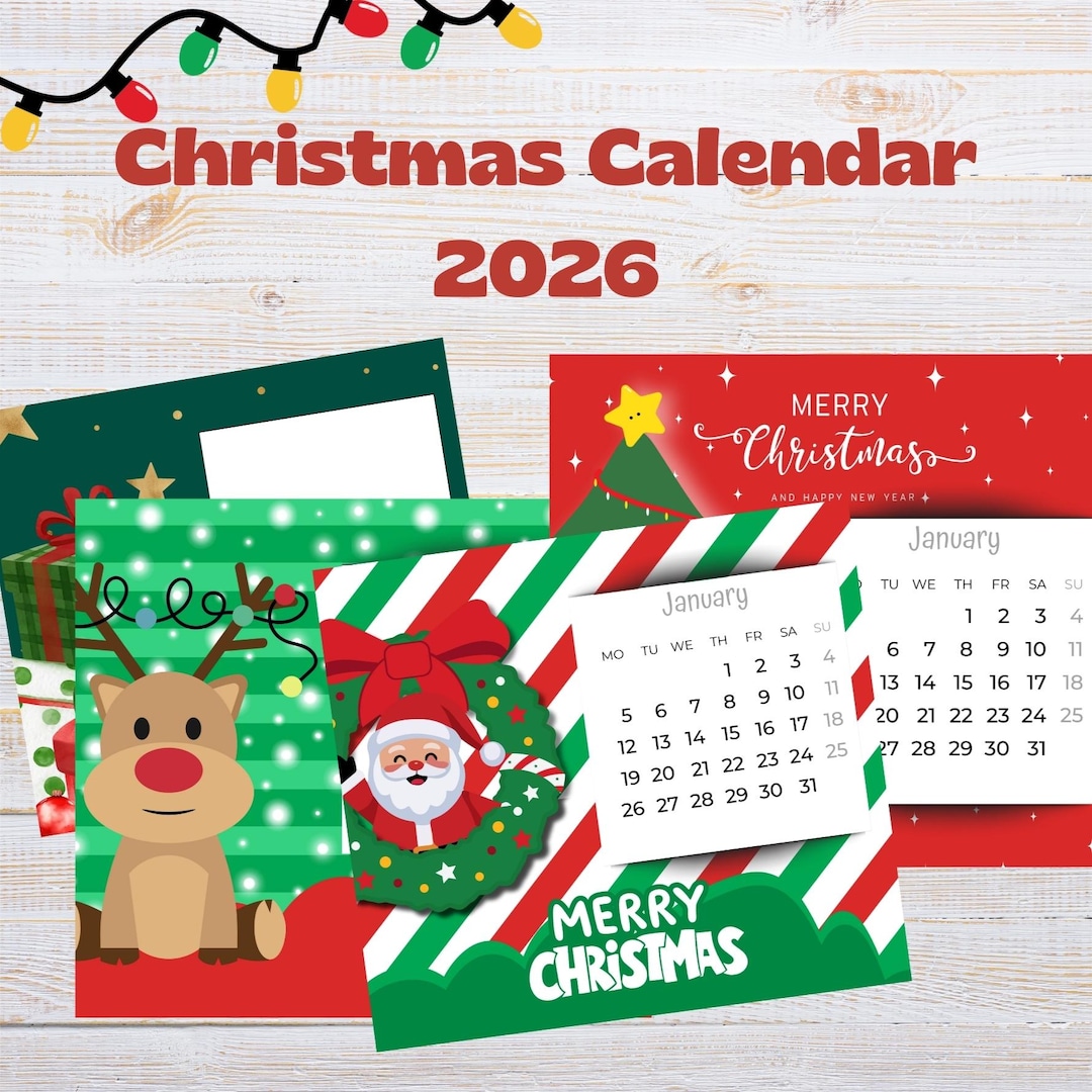 Calendrier de Noël 2026 | Calendrier imprimable 10x9 cm | Calendrier de ...