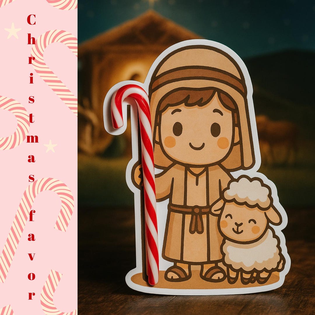 Religious Candy Cane Holder Card – Christmas Favor Label – Printable ...