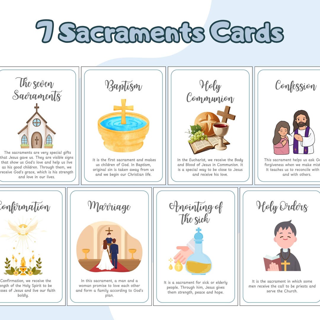 Printable Seven Sacraments Flashcards | Catholic Learning Cards for ...