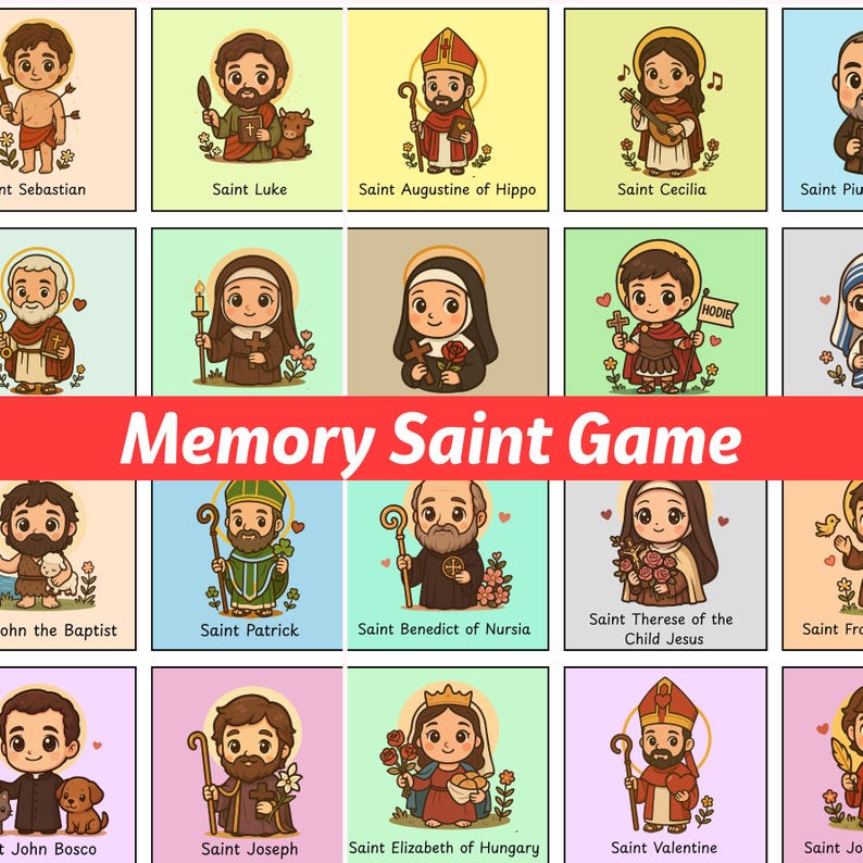 Printable Saints Memory Game – Catholic Matching Cards for Kids ...