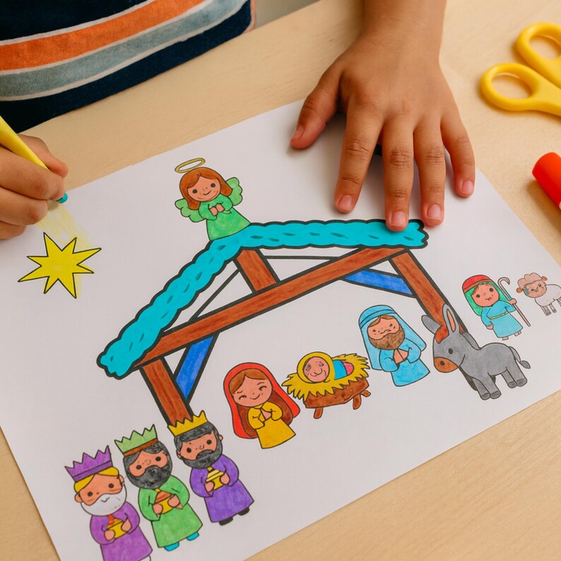 Printable Activity Christmas Nativity Cut and Paste Craft – Cut, Glue ...