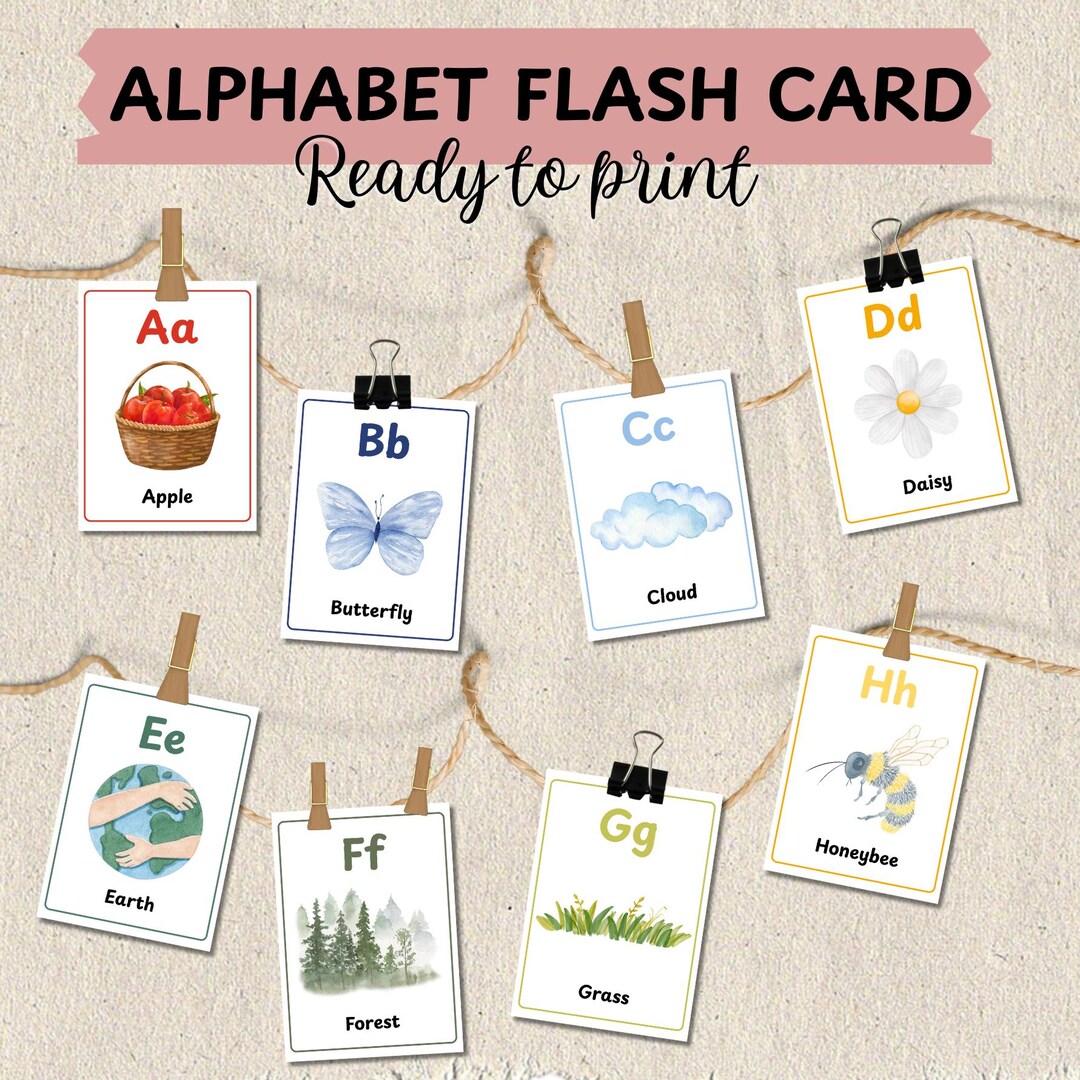 Nature Alphabet Flashcards A-Z | Printable ABC Cards for Kids ...