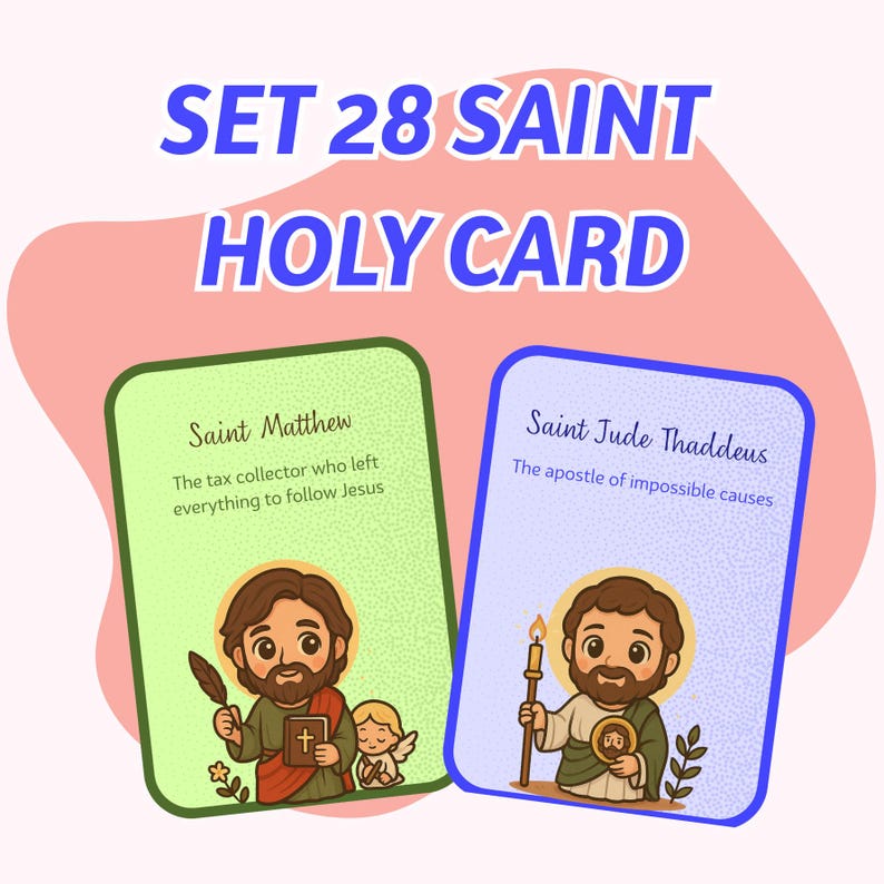 Printable Holy Saints Cards, Catholic Prayer Cards for Kids Holy Saints ...