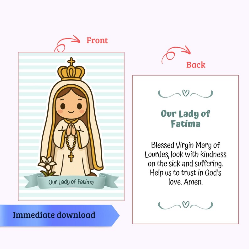 Our Lady Prayer Cards for Kids – 12 Cute Virgin Mary Cards | Marian ...