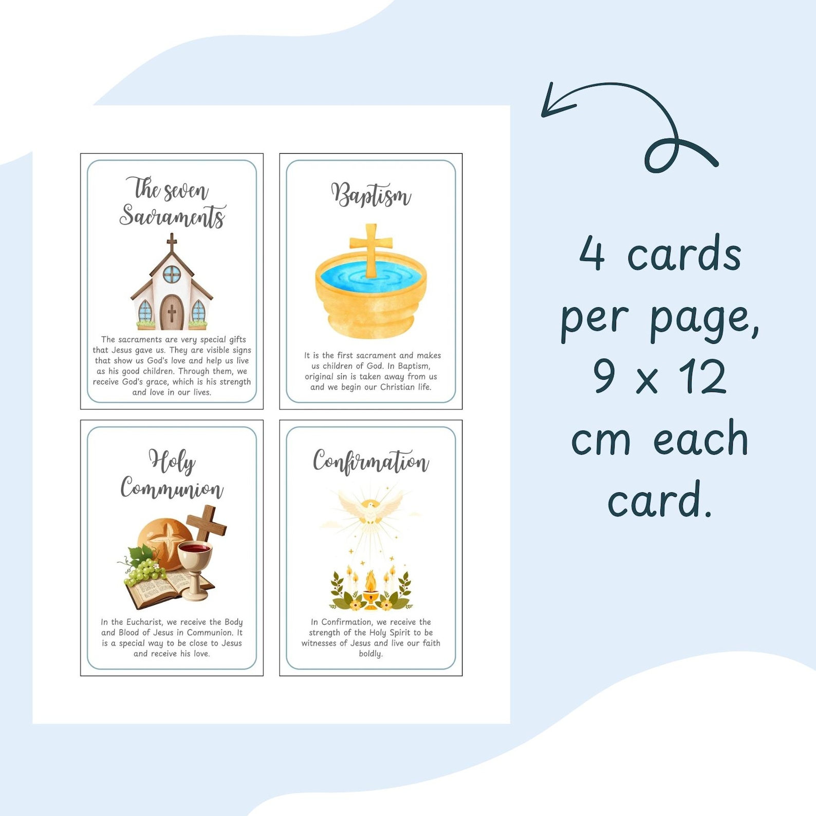 Printable Seven Sacraments Flashcards | Catholic Learning Cards for ...