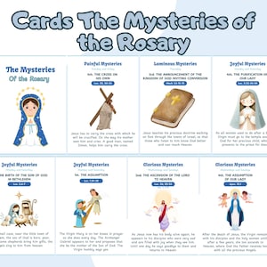 Printable Rosary Mystery Cards | 21 Catholic Mysteries With Beautiful ...