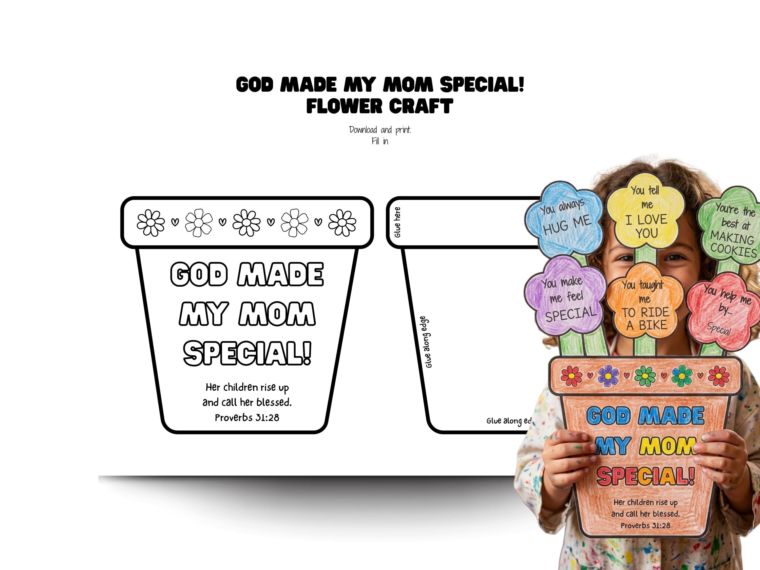 Mother’s Day Craft for Kids Printable, Christian Flower Pot Activity ...