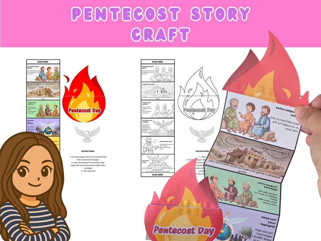 Pentecost Craft Printable for Kids | Holy Spirit Accordion Craft ...