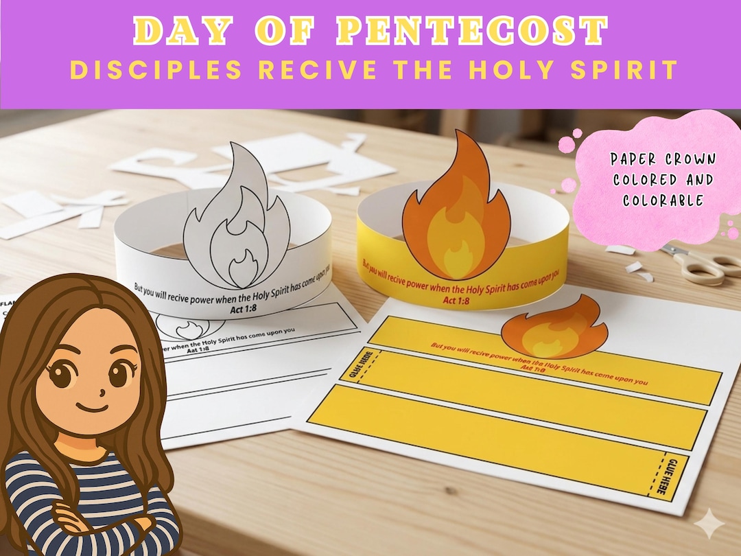 Pentecost Crown Craft Printable, Holy Spirit Headband for Kids, Sunday ...