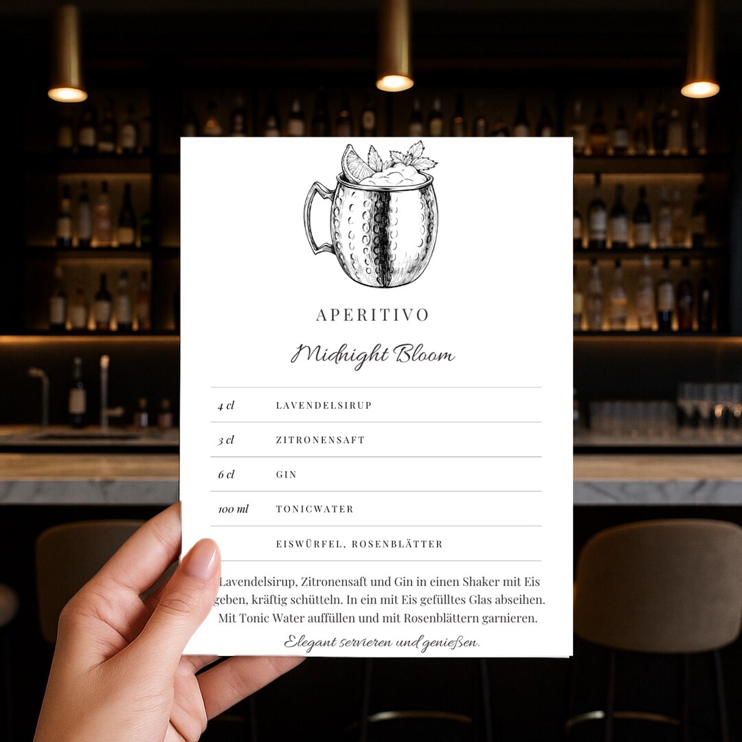 Cocktail/mocktail Recipe Template – Canva, Editable, Black and White - Etsy