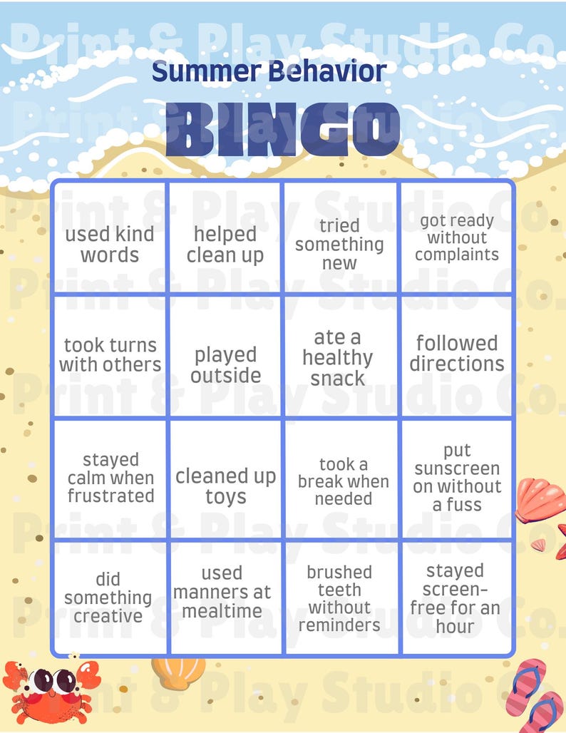 Summer Behavior Bingo for Kids – Printable & Editable Canva Template ...
