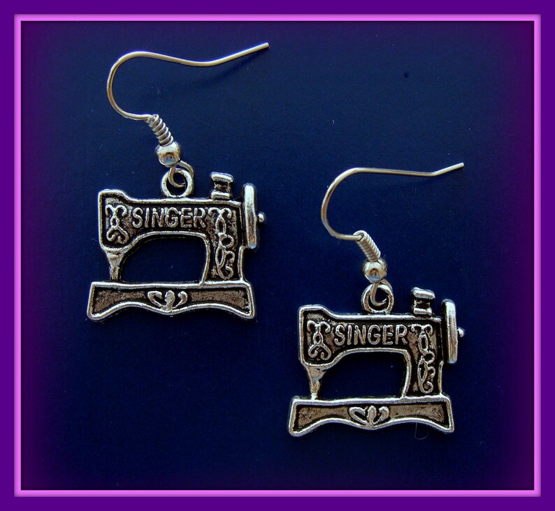 SINGER SEWING Machine Earrings Jewelry Vintage QUILTING | Etsy
