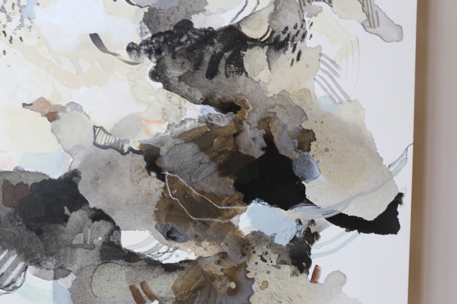 Monotone Abstract Painting: Original Acrylic Canvas Art (24x48 Inch) - Etsy