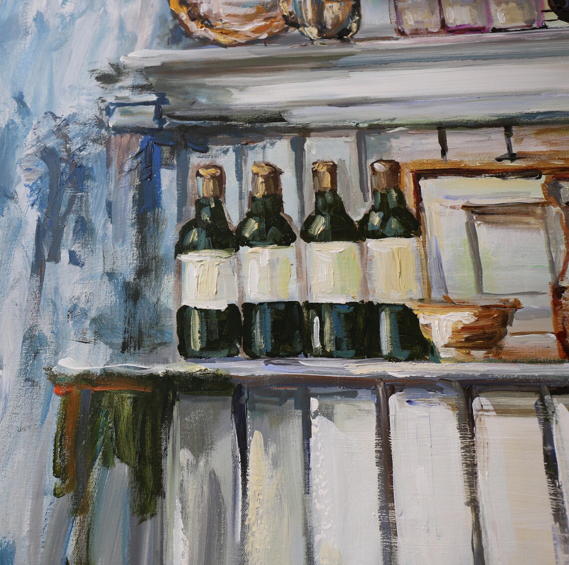Rustic Wine Painting, Large Cottagecore Kitchen Decor, 48x48 Acrylic ...