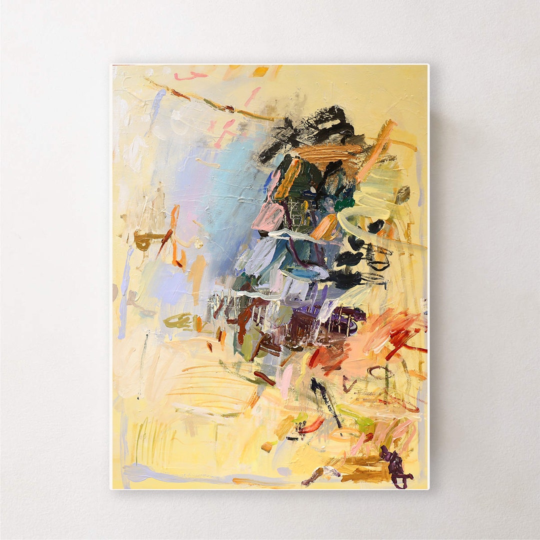 Light Yellow Abstract, Pastel Colour Abstract, Abstract Modern Canvas ...