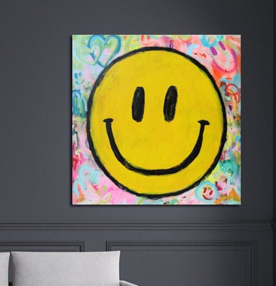 Smile Painting Abstract Canvas Artoriginal Paintingsmile | Etsy