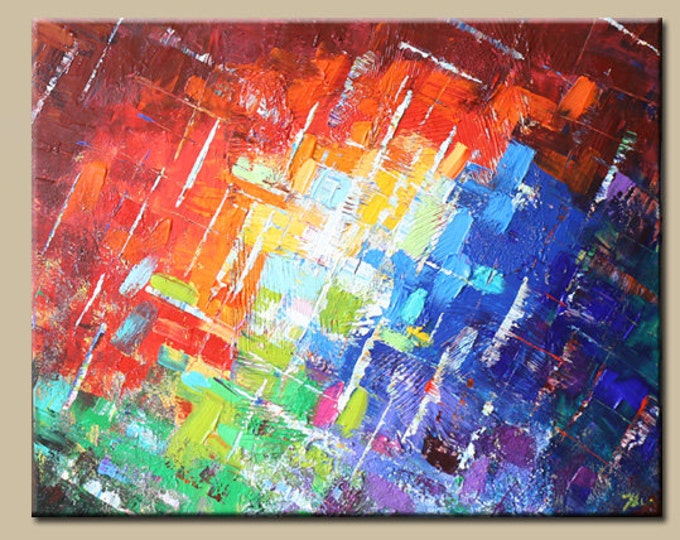 Colorful Abstract Art Red Abstract Painting modean acrylic - Etsy