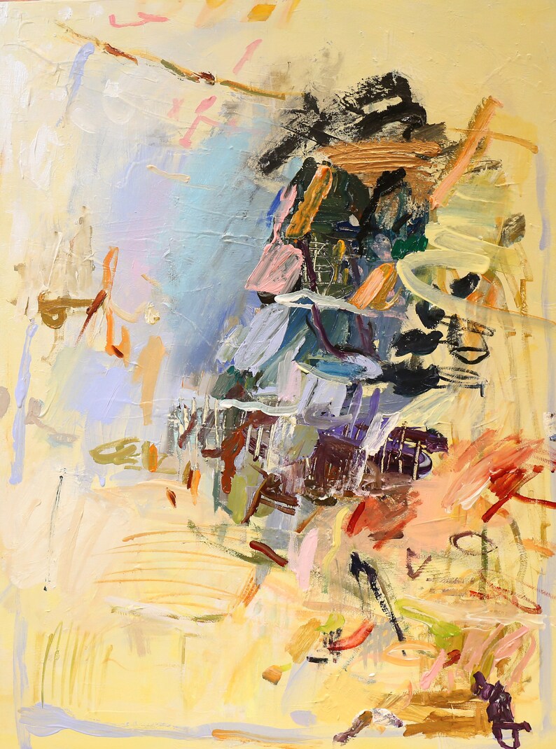 Light Yellow Abstract, Pastel Colour Abstract, Abstract Modern Canvas ...