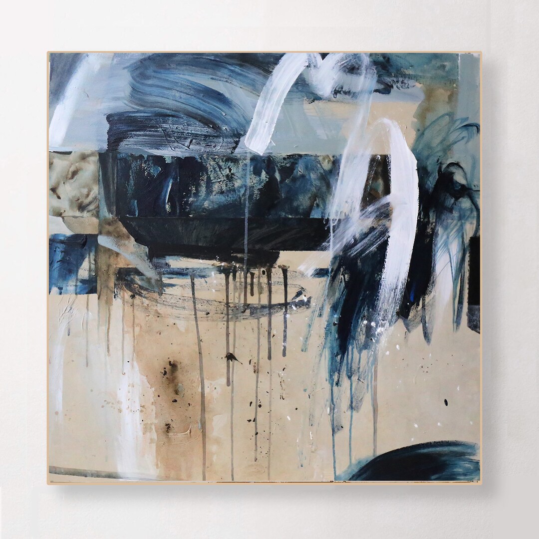 Indigo Blue Abstract Painting Canvas,modern Abstract Art ,original Art ...