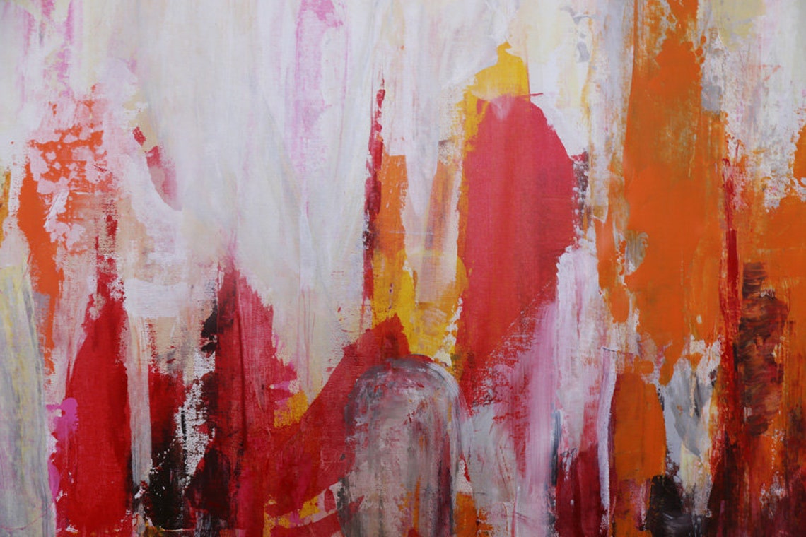 Red Orange Abstract Paintingmodern Abstract-contemporary | Etsy
