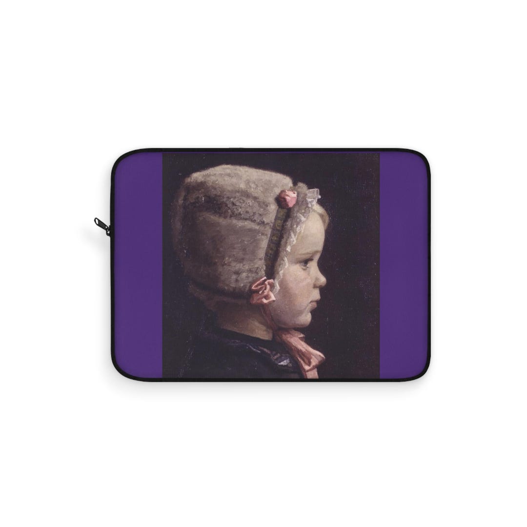 Vintage Child in Bonnet Laptop Sleeve, Purple Painting | Antique ...