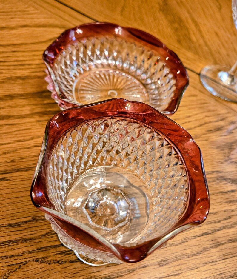 Indiana Glass Diamond Point Ruby Bowls, Set of 2 - Etsy